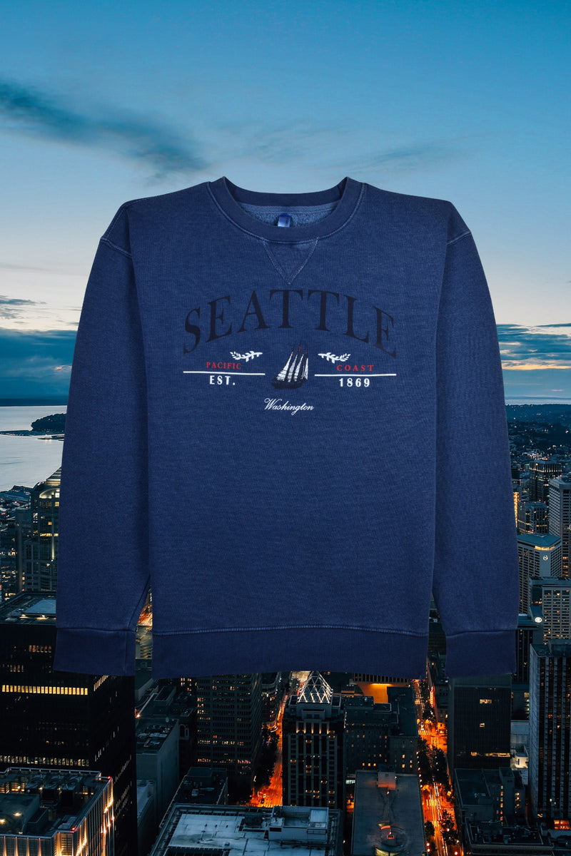 Navy Garment-Dyed Vintage Seattle Sweatshirts – ZAPAMAX